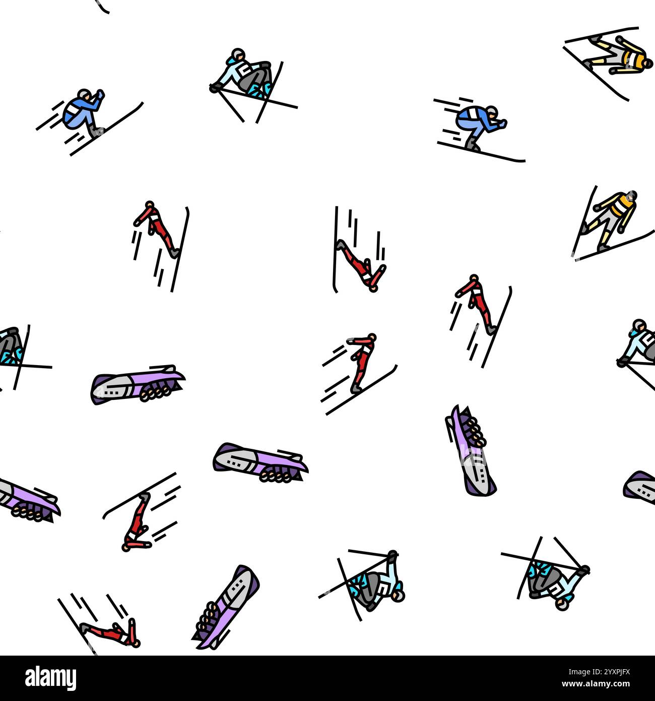 winter sport ski snow jump seamless pattern vector Stock Vector Image ...