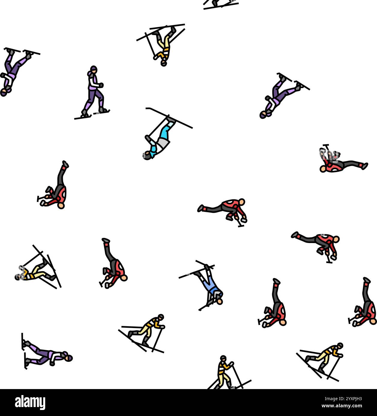 winter sport ski snow jump seamless pattern vector Stock Vector Image ...