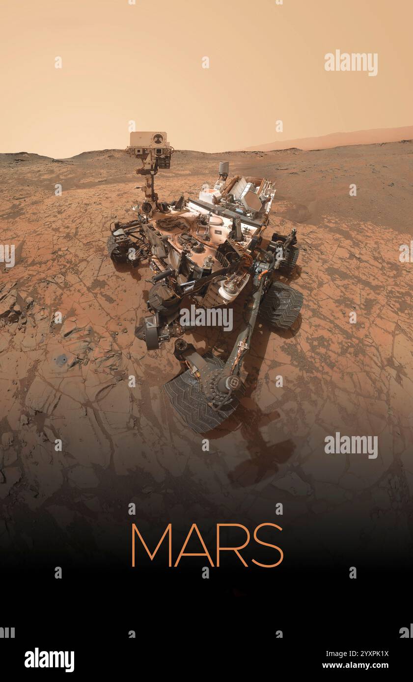 Solar system poster of Mars and its rover Stock Photo - Alamy