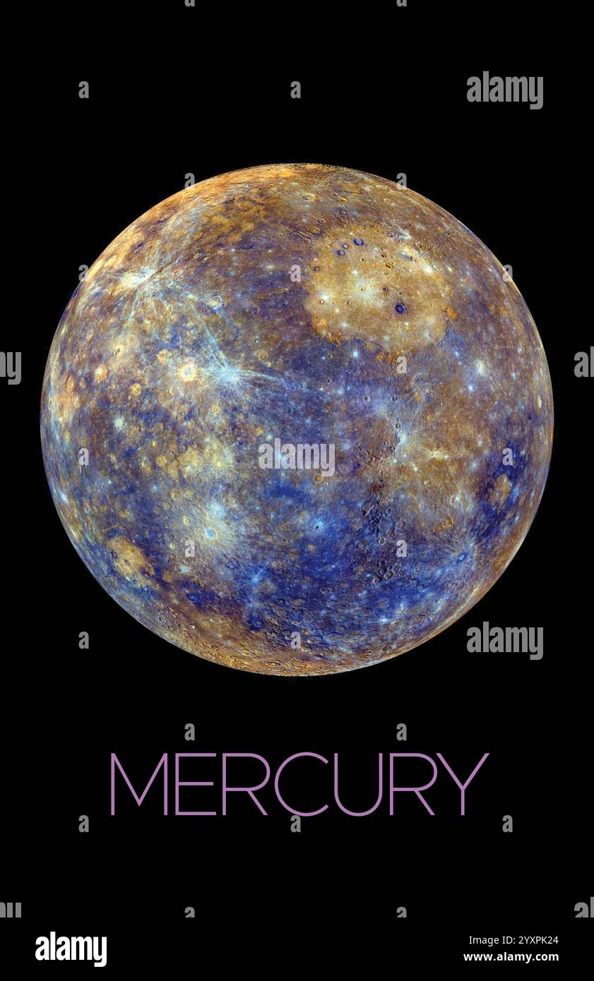 Solar system poster of Mercury Stock Photo - Alamy