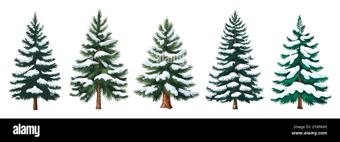 Winter snow covered tree branch Stock Vector Images - Alamy