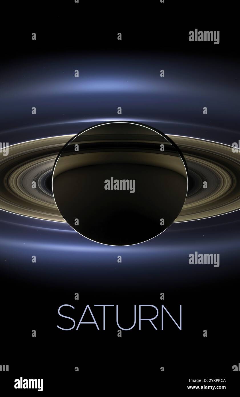 Solar system poster of Saturn Stock Photo - Alamy
