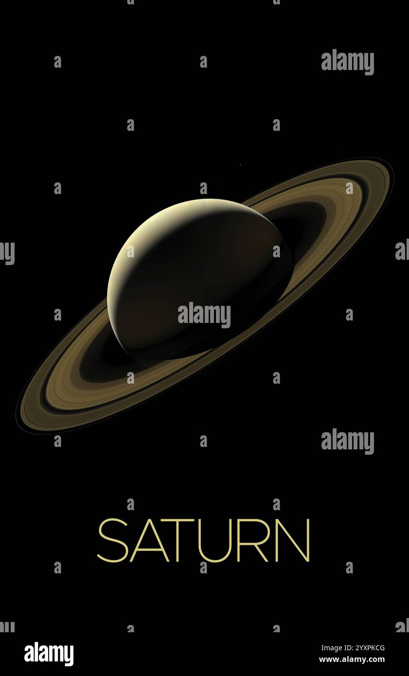 Solar system poster of Saturn Stock Photo - Alamy