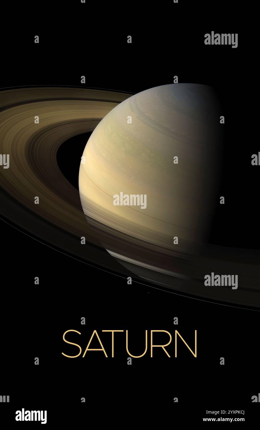 Solar system poster of Saturn Stock Photo - Alamy