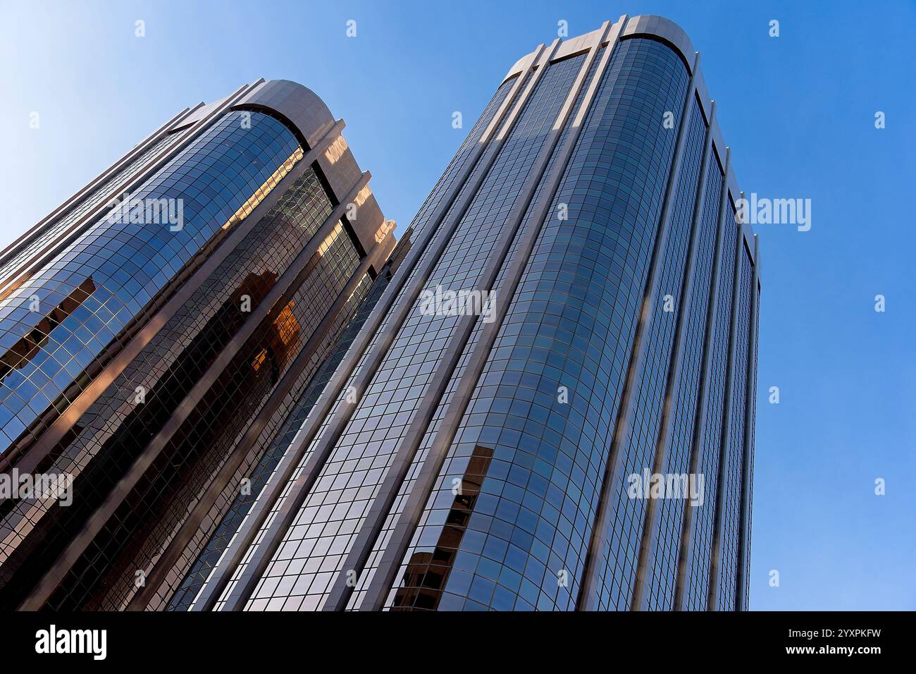 Facades of high-rise skyscrapers in in downtown Calgary Canada Stock ...