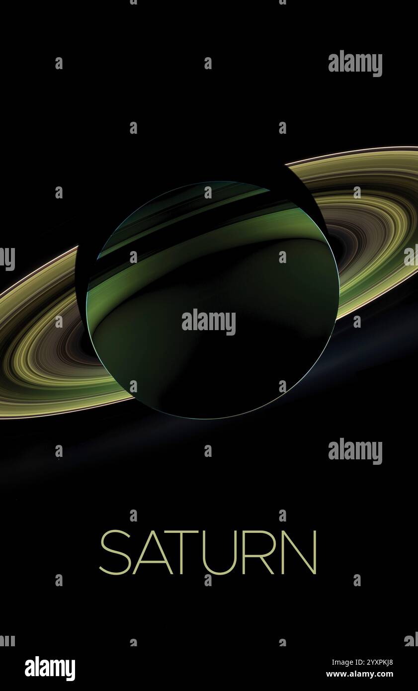 Solar system poster of Saturn Stock Photo - Alamy