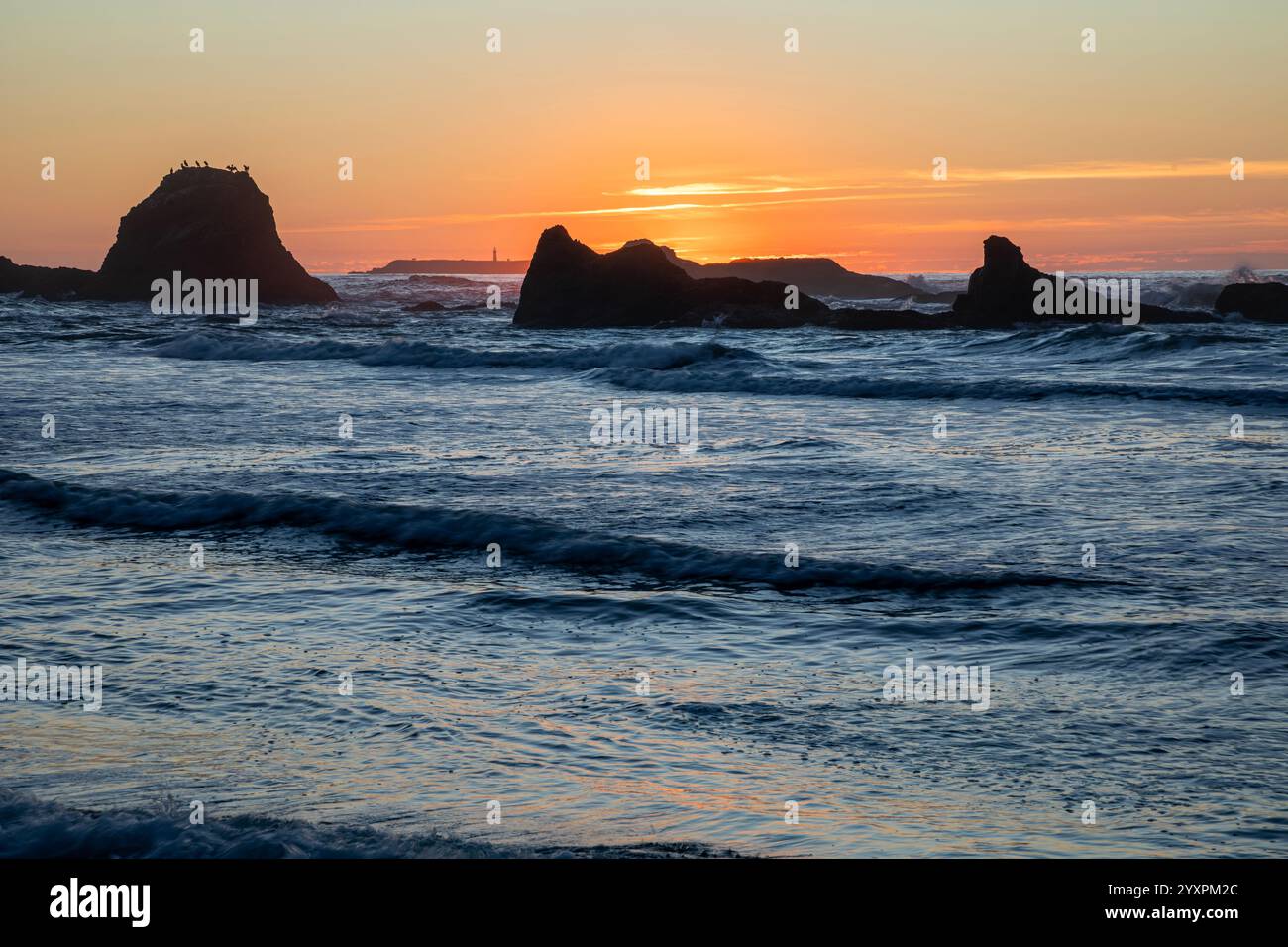 WA28055-00...WASHINGTON - Pacific Ocean viewed from Ruby Beach with ...