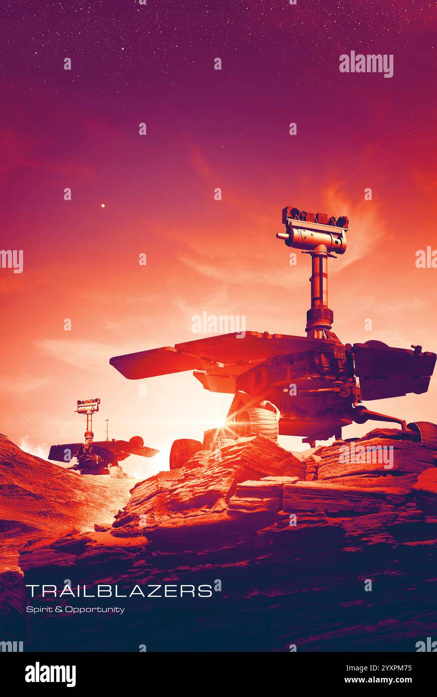 Spirit & Opportunity, Mars Exploration Rover Project Poster Stock Photo ...
