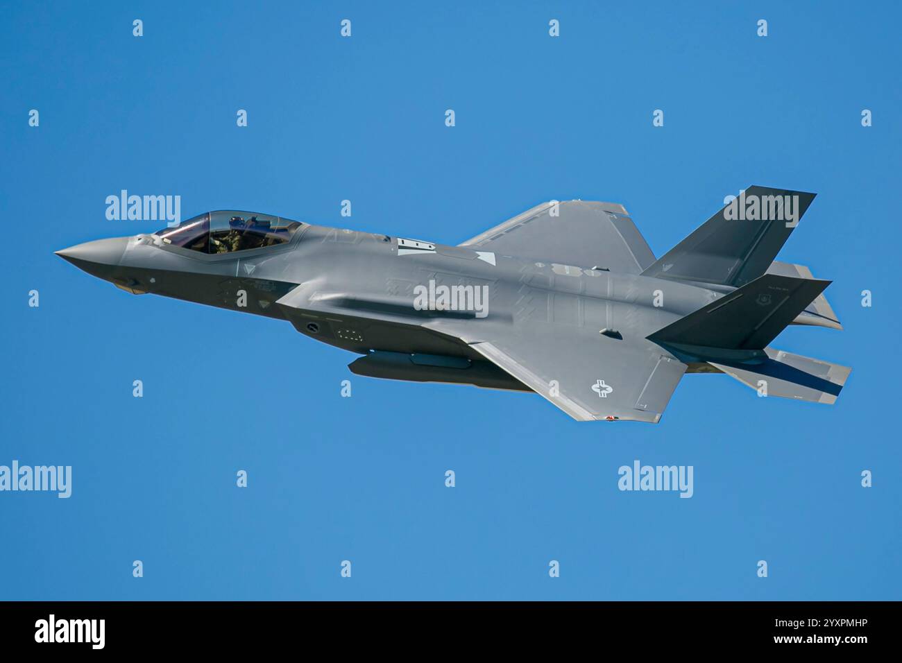 F-35A Lightning of the U.S. Air Force with open weapons bay Stock Photo ...