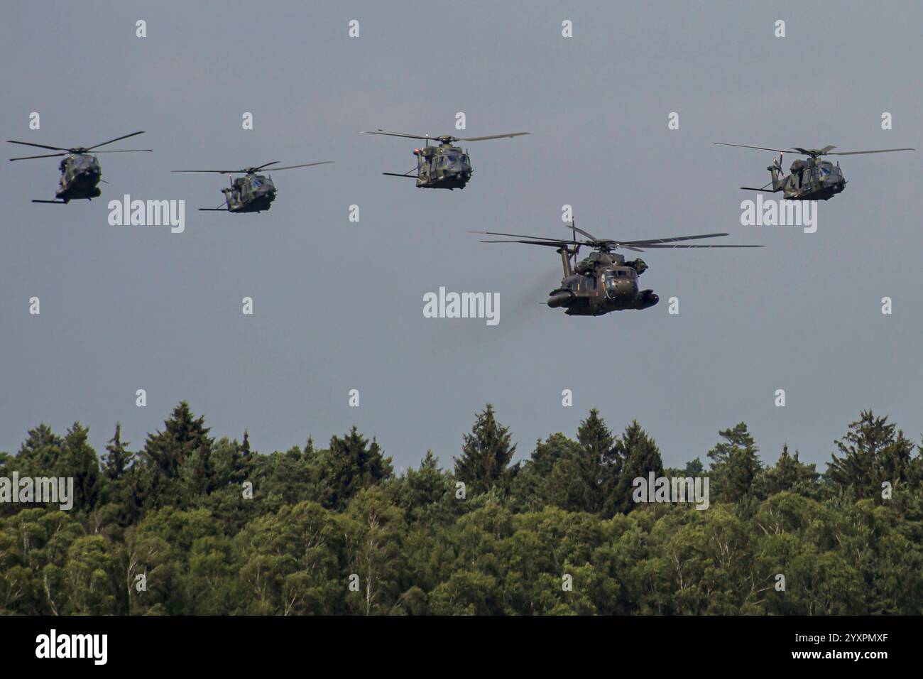 Formation of German Army CH-53GS and NH-90 transport helicopters Stock ...