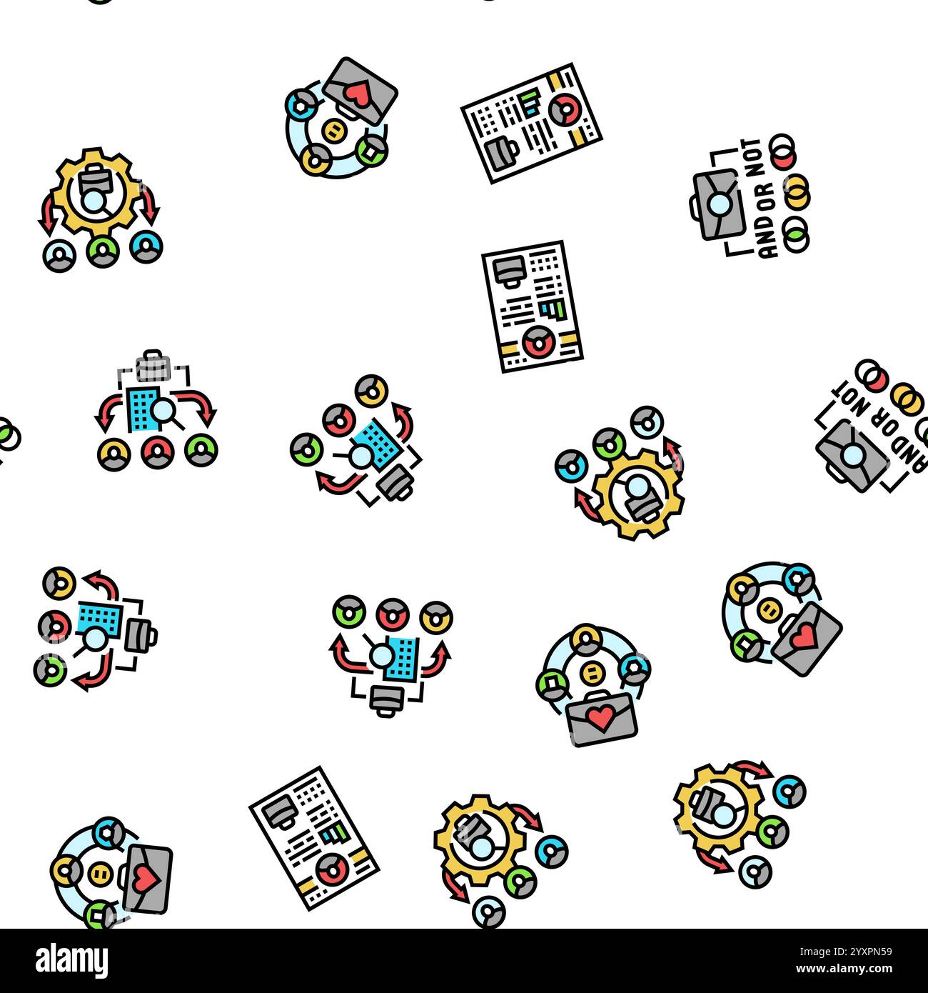 recruitment business work job vector seamless pattern thin line ...