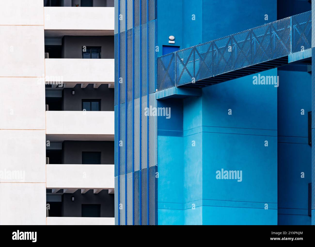 Blue facade on a skyscraper in Benidorm Stock Photo - Alamy