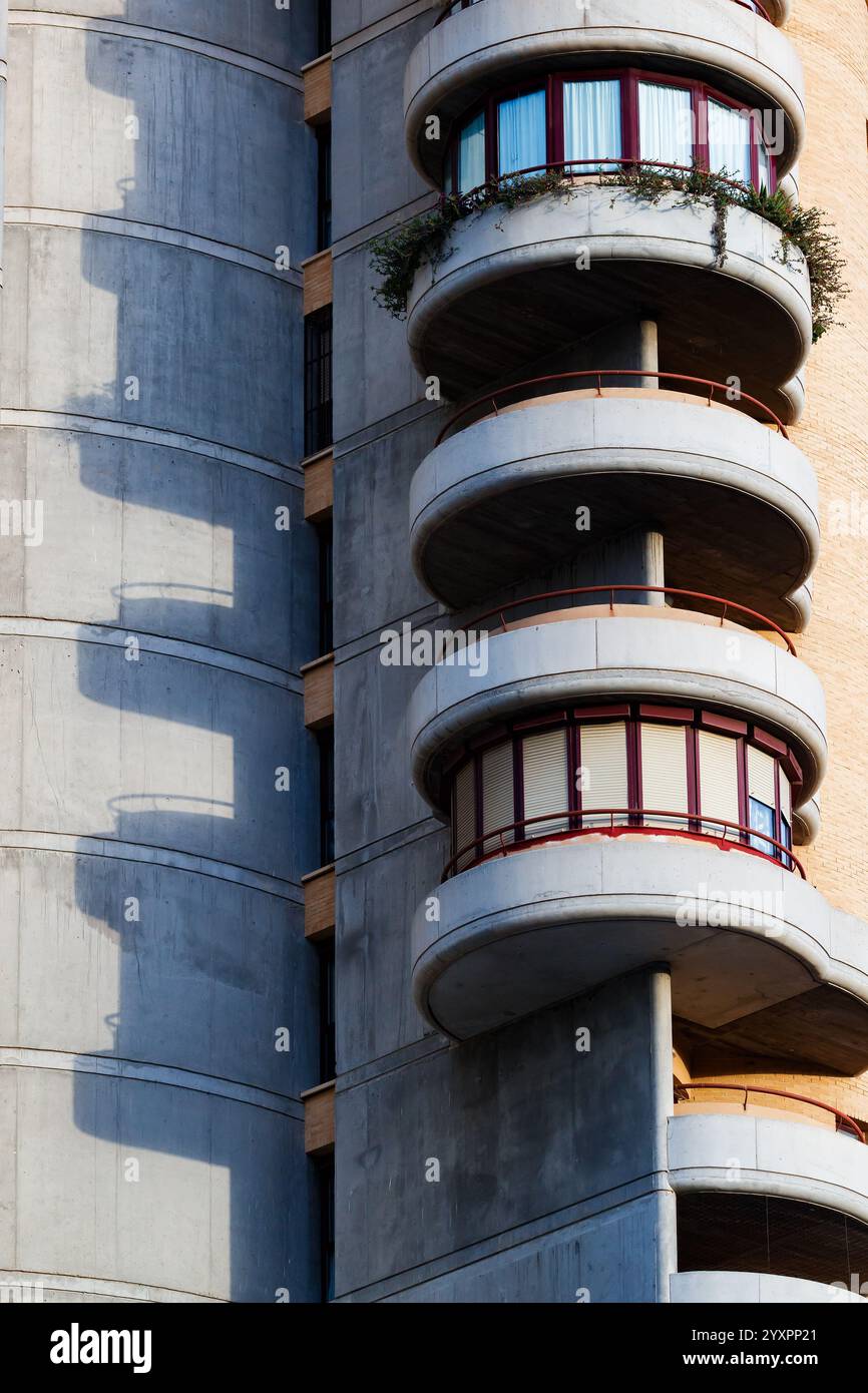 Curved terraces in a skyscraper in Benidorm Stock Photo - Alamy