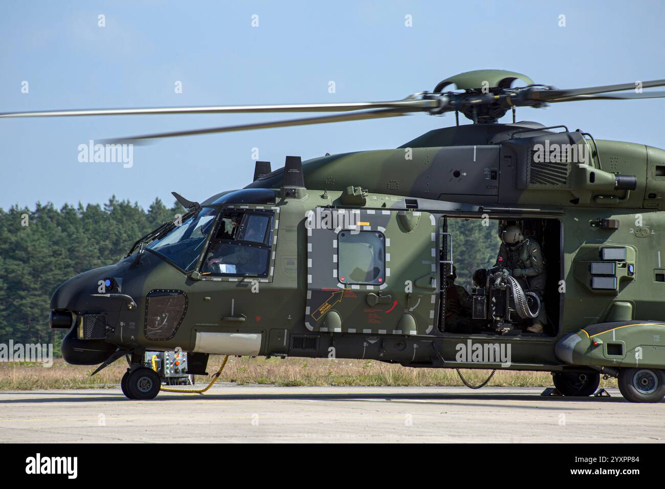 German Army NH-90 helicopter armed with a 12.7mm M3M machine gun Stock ...