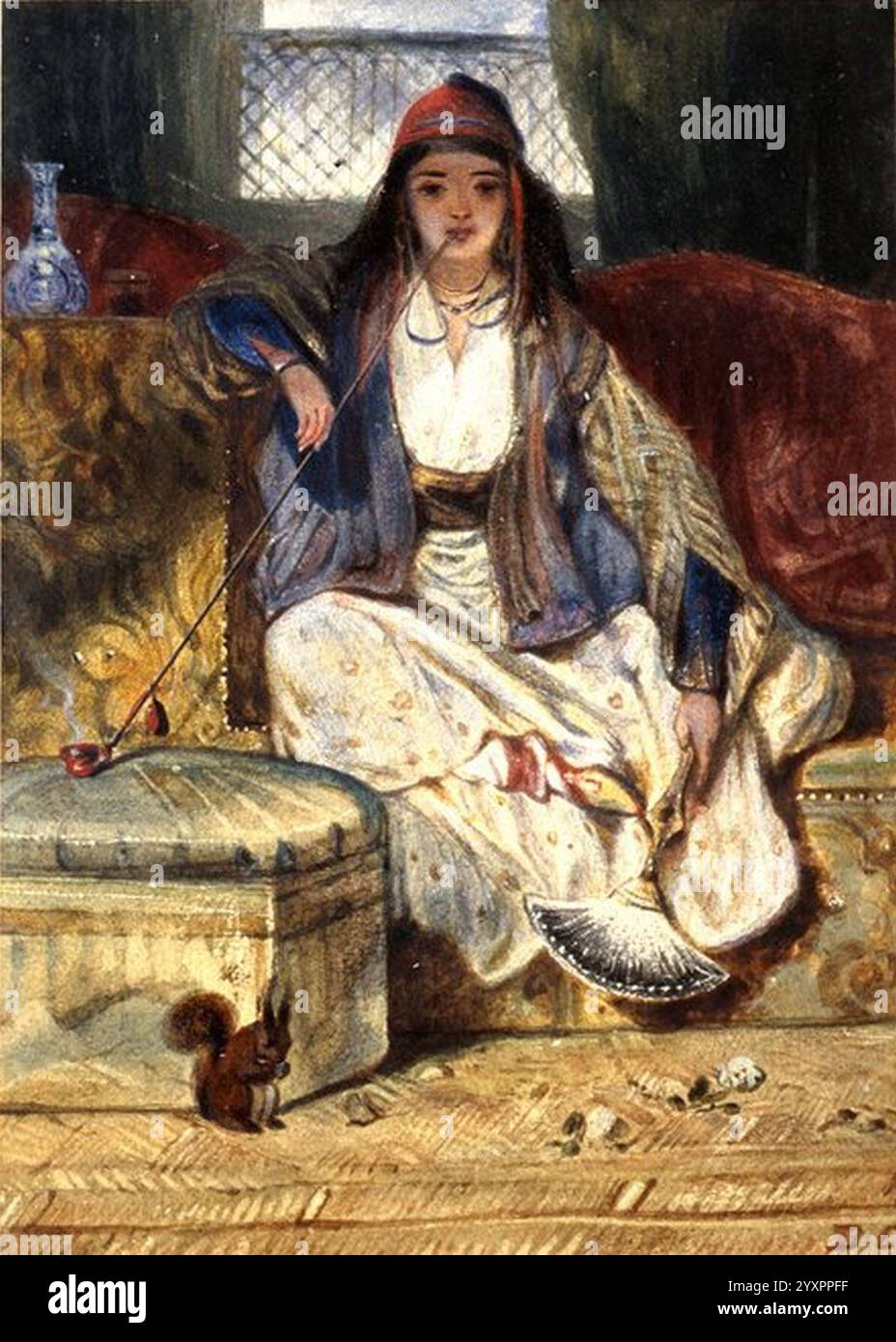 Cypriot Woman Smoking a Chibouk by Alexandre-Gabriel Decamps Stock ...