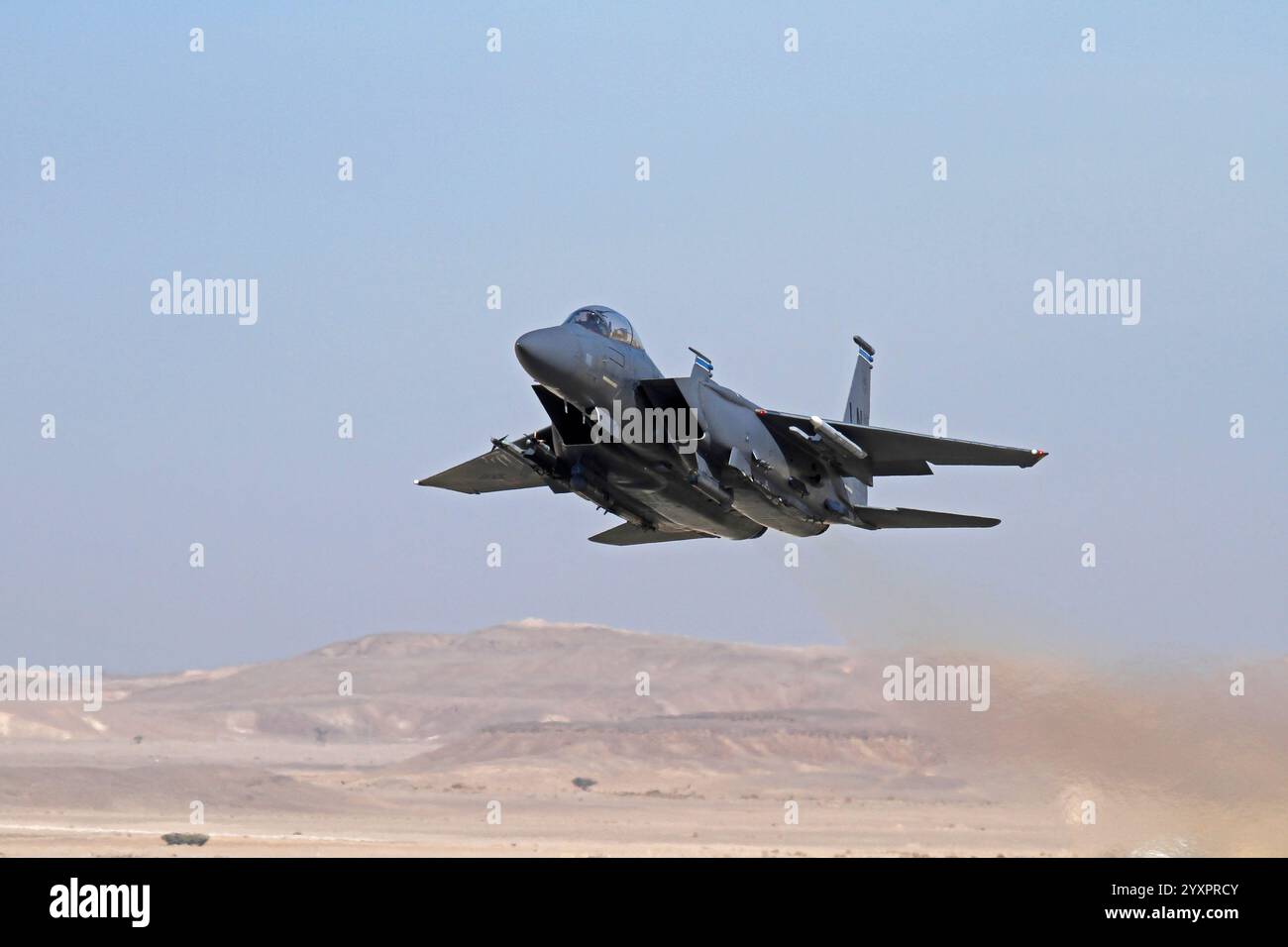 F-15E of the U.S. Air Force taking off from Ovda Air Base, Israel Stock ...