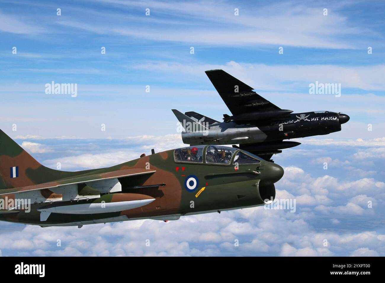 Pair of A-7 Corsair II aircraft of the Hellenic Air Force Stock Photo ...