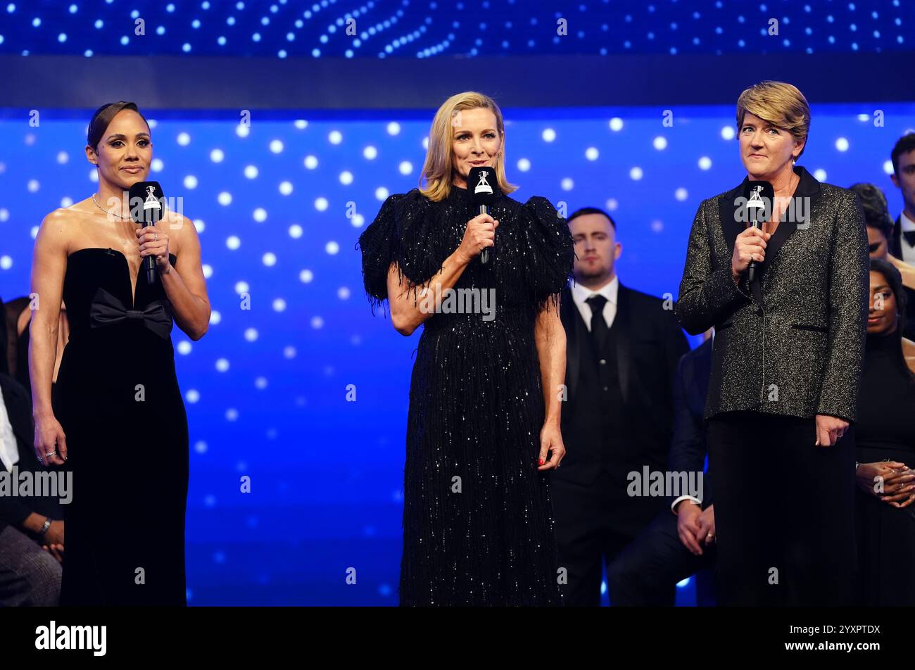 (left to right) Alex Scott, Gabby Logan and Clare Balding during the ...