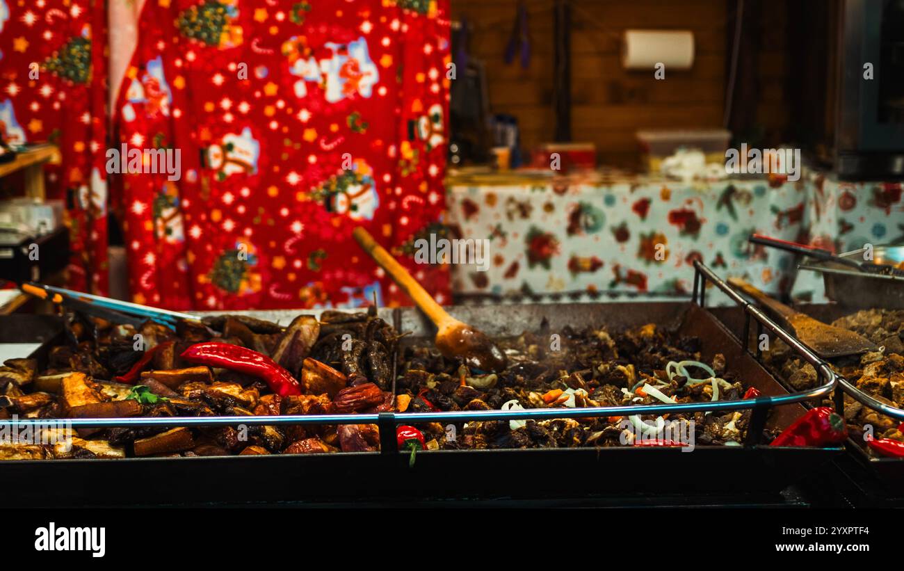 Traditional food at Bucharest Christmas Market Stock Photo - Alamy