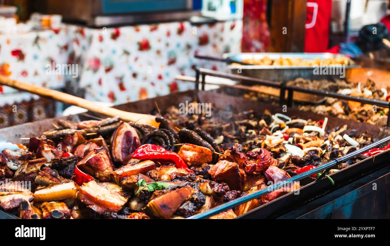 Traditional food at Bucharest Christmas Market Stock Photo - Alamy