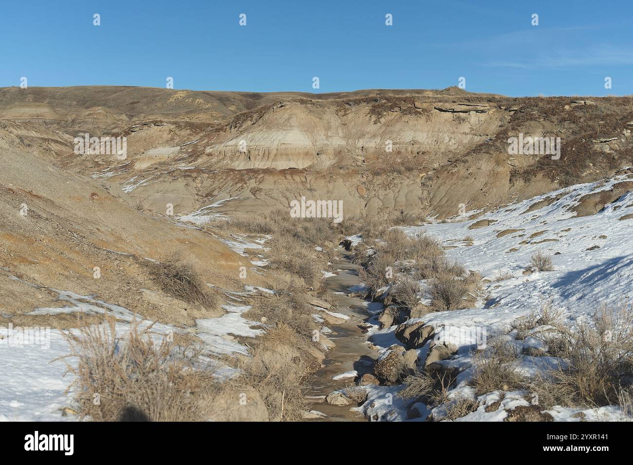Winter scene in Midland Provincial Park in Drumheller, Alberta Canada ...