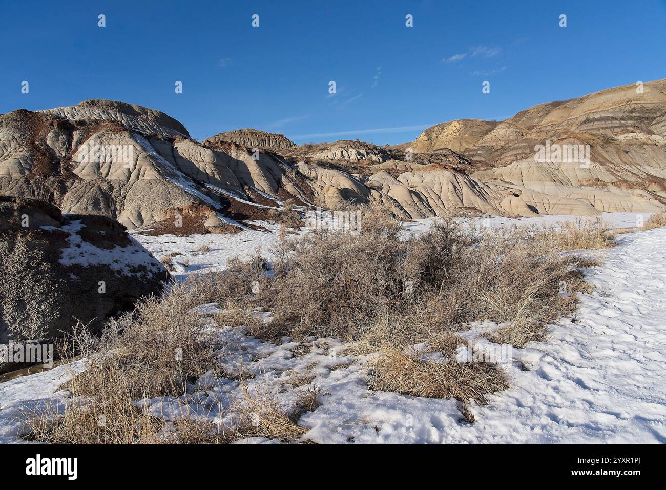 Winter scene in Midland Provincial Park in Drumheller, Alberta Canada ...