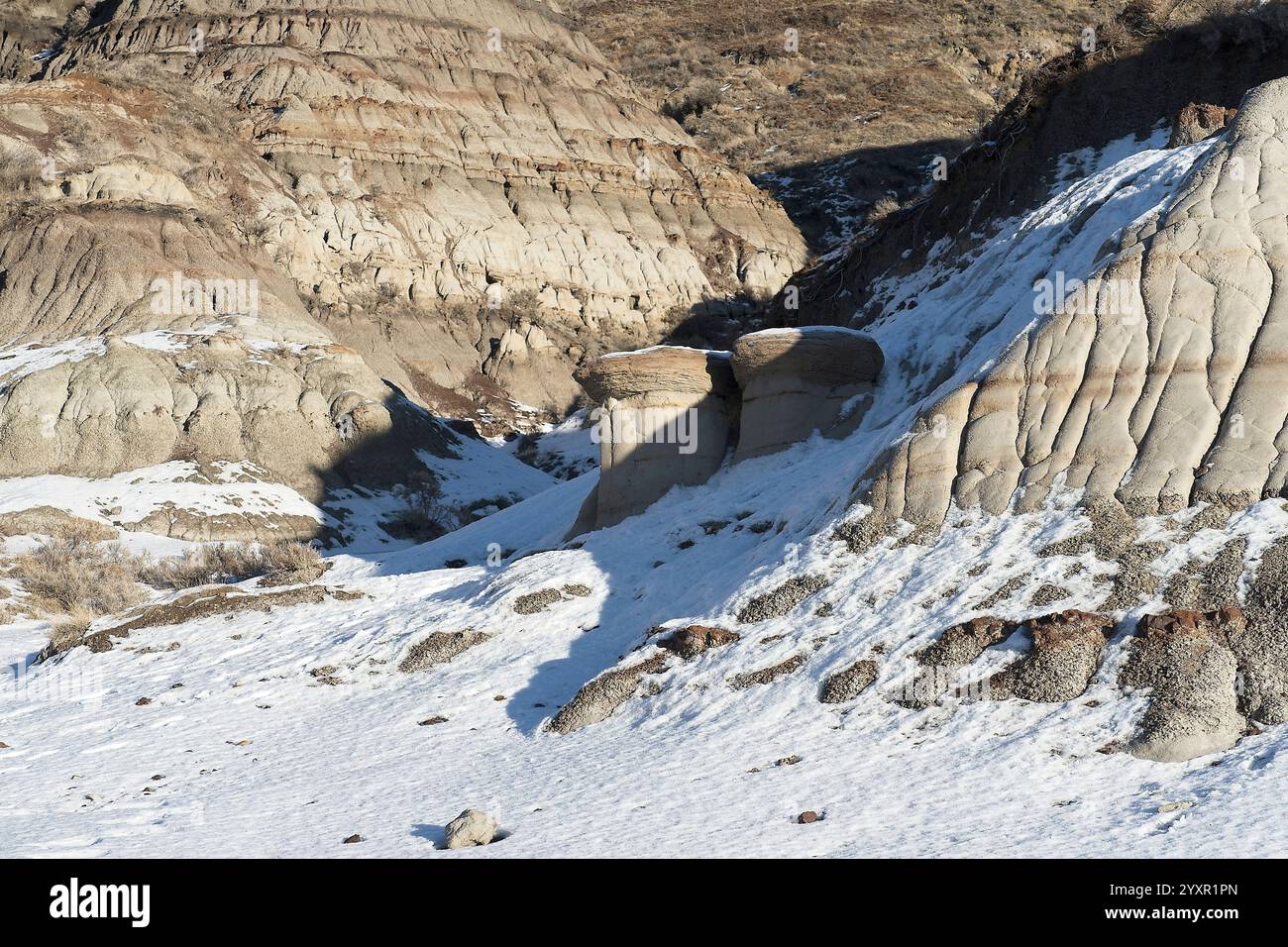 Winter scene in Midland Provincial Park in Drumheller, Alberta Canada ...