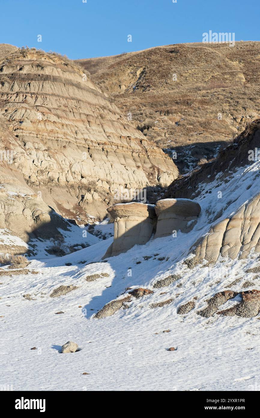 Winter scene in Midland Provincial Park in Drumheller, Alberta Canada ...
