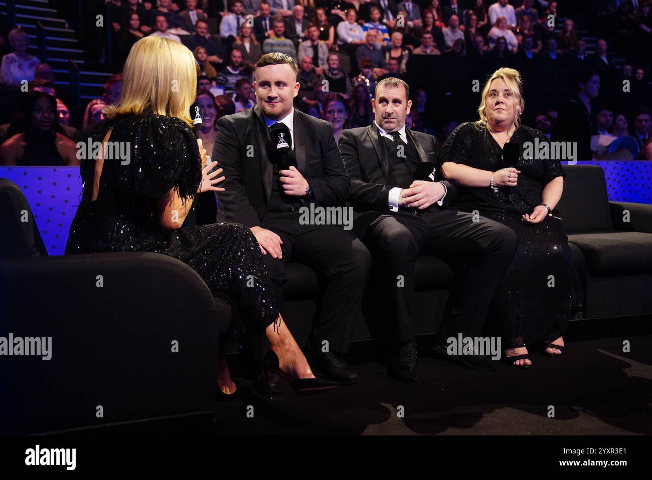 Garry Logan speaks to nominee Luke Littler, alongside his parents ...