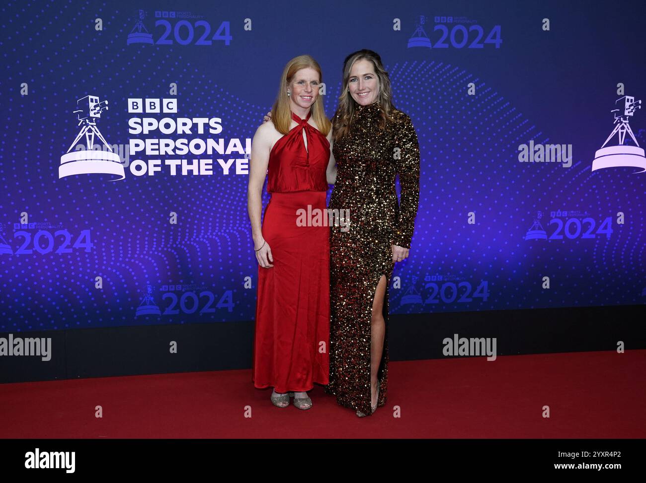 Ros Canter (left) and Laura Collett arriving for the 2024 BBC Sports ...