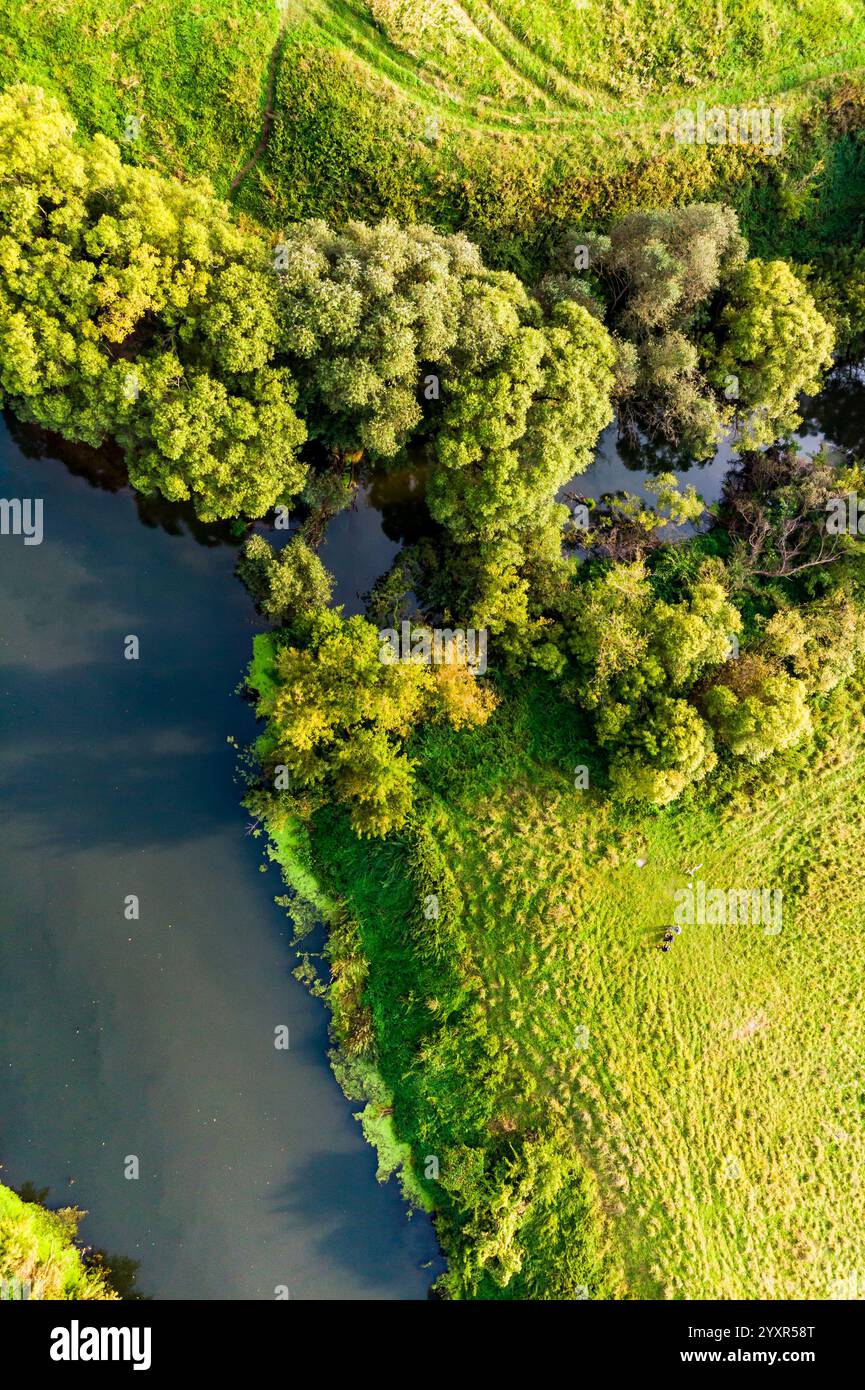 Vertical aerial view of the river mouth Stock Photo - Alamy
