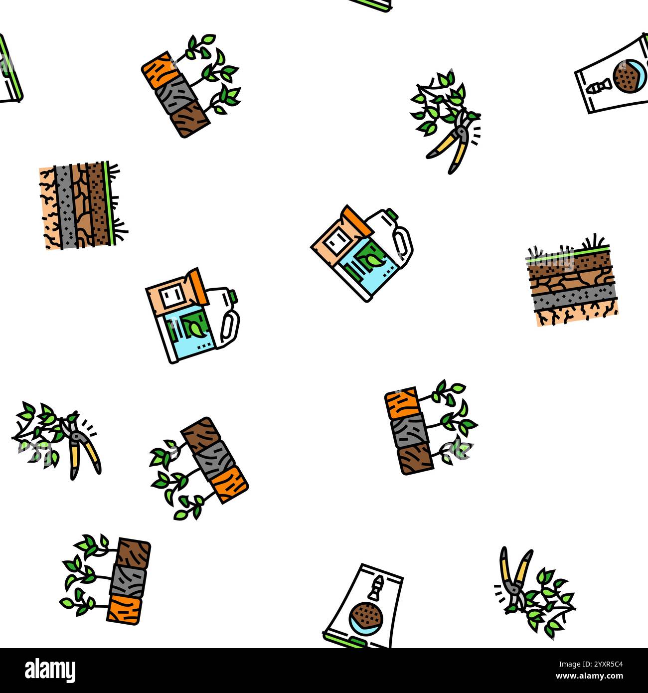 urban gardening agriculture green seamless pattern vector Stock Vector ...