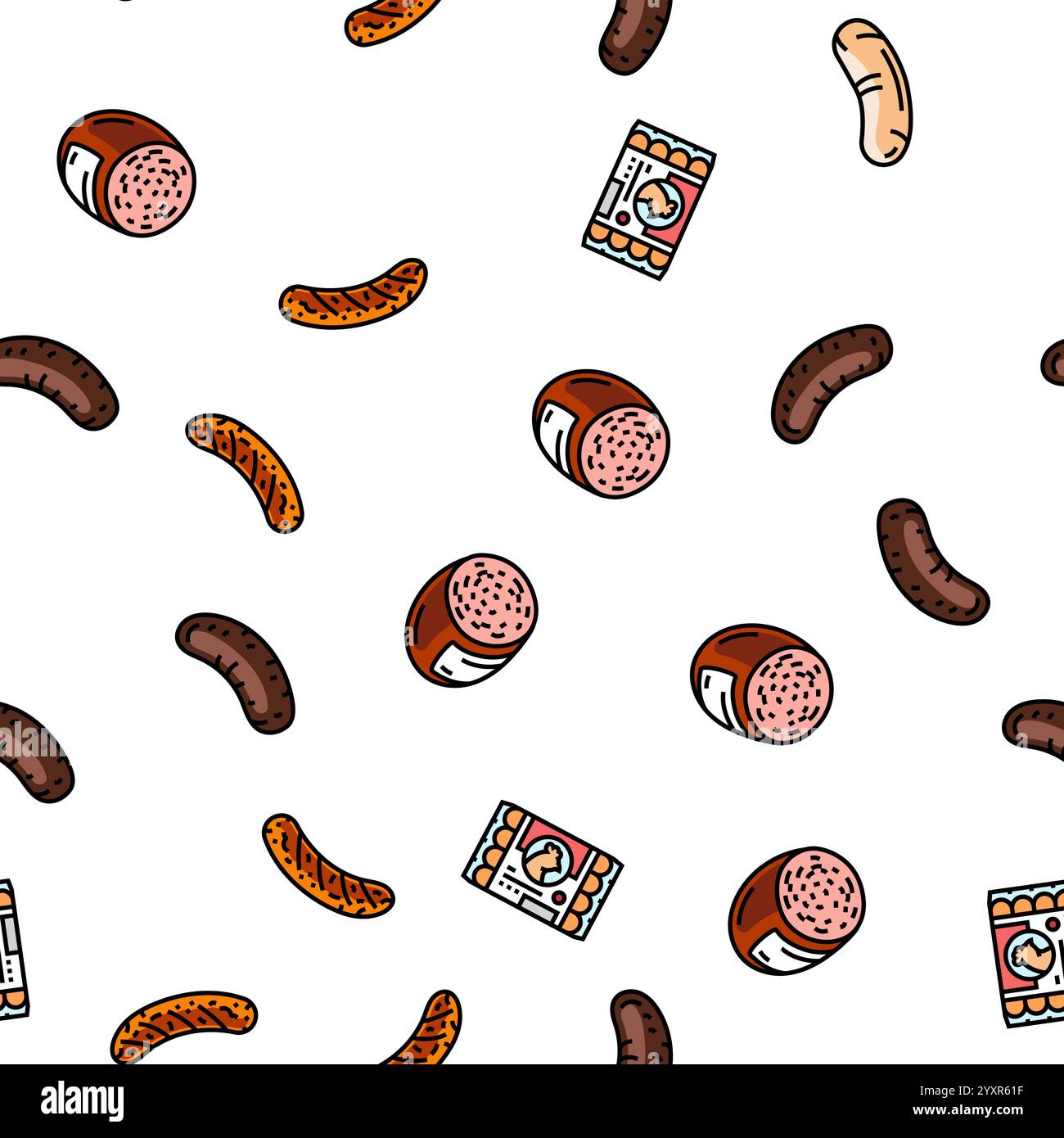 sausage grill barbecue pork seamless pattern vector Stock Vector Image ...