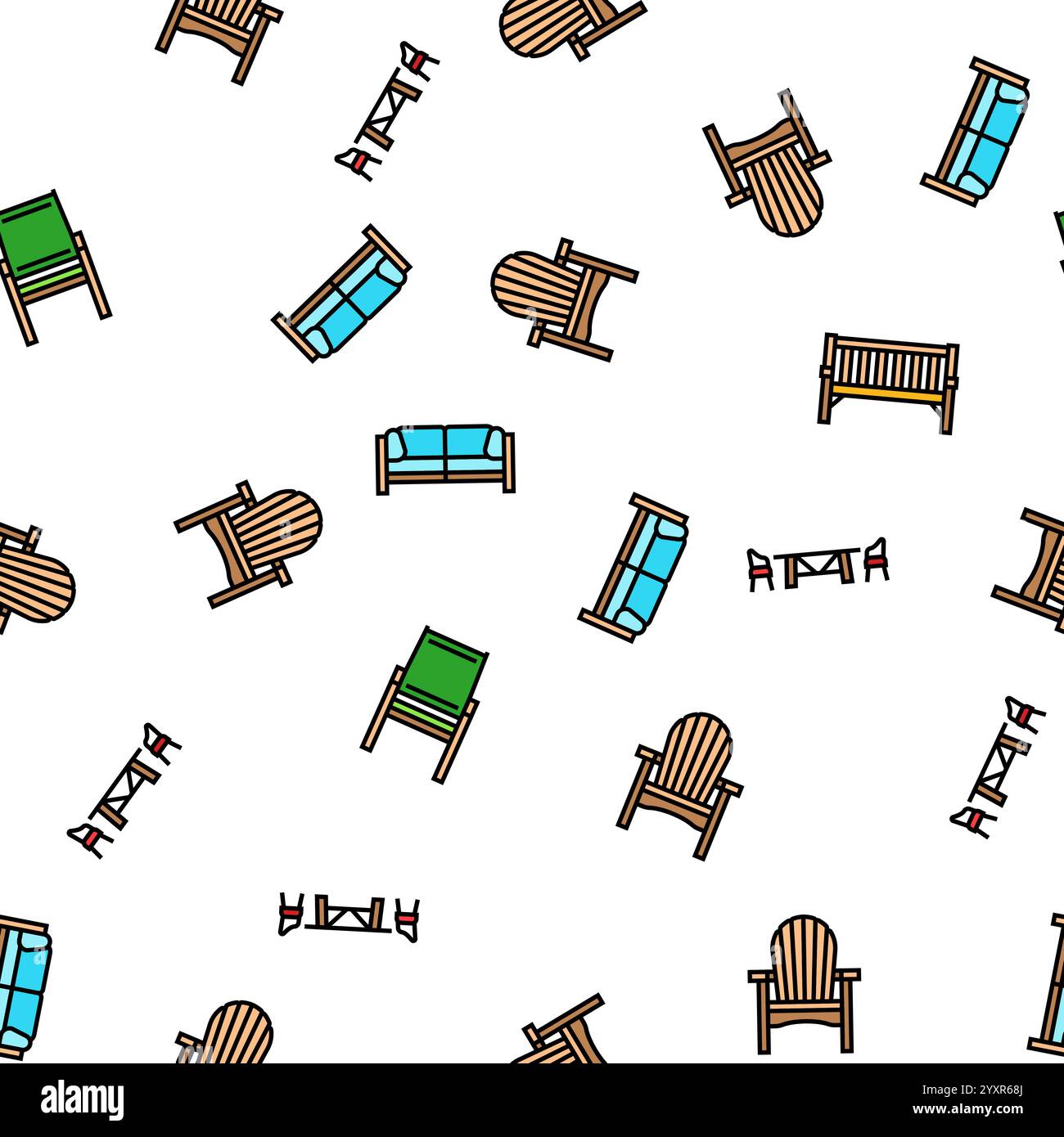 outdoor furniture patio garden seamless pattern vector Stock Vector ...