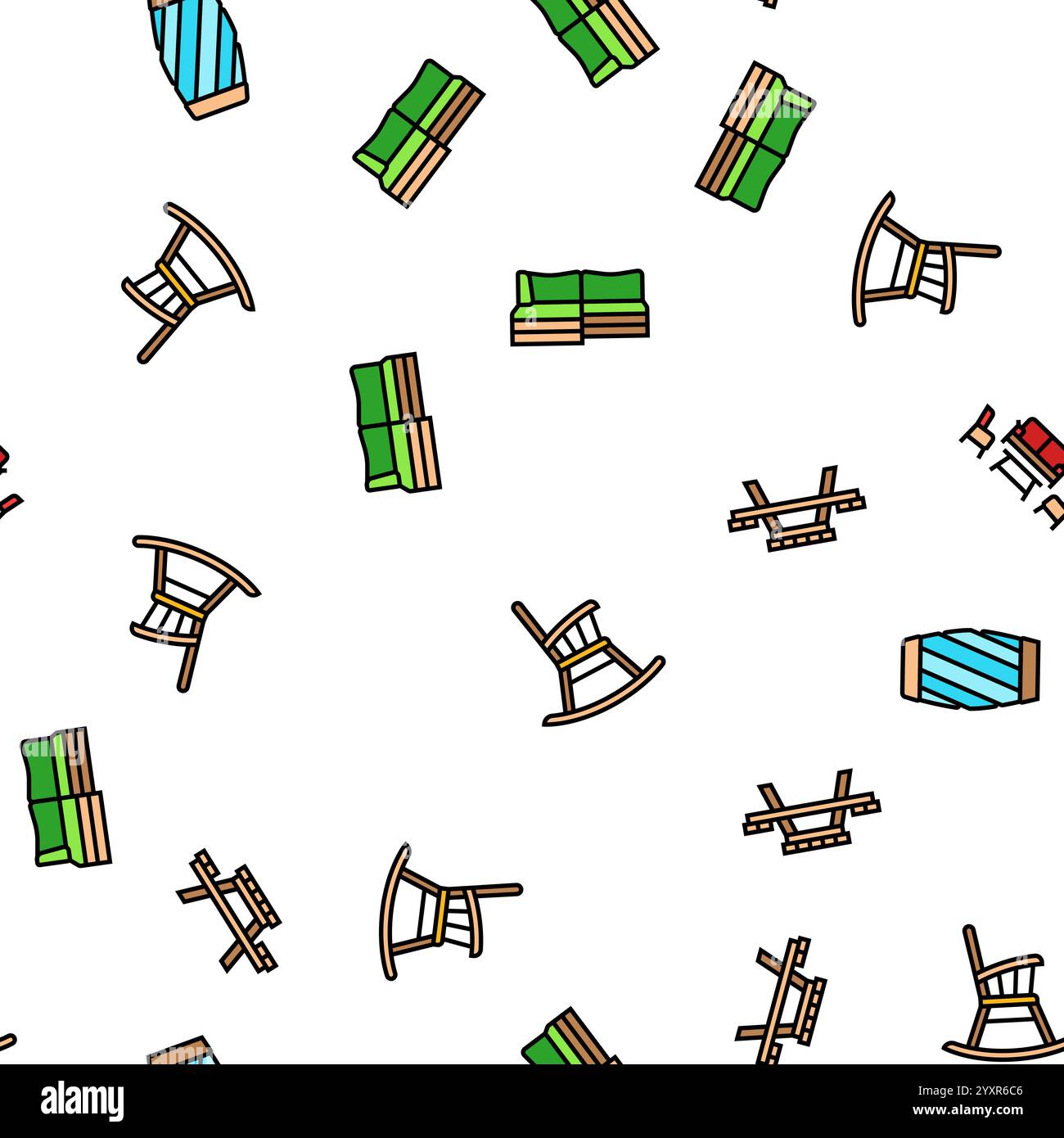 outdoor furniture patio garden seamless pattern vector Stock Vector ...