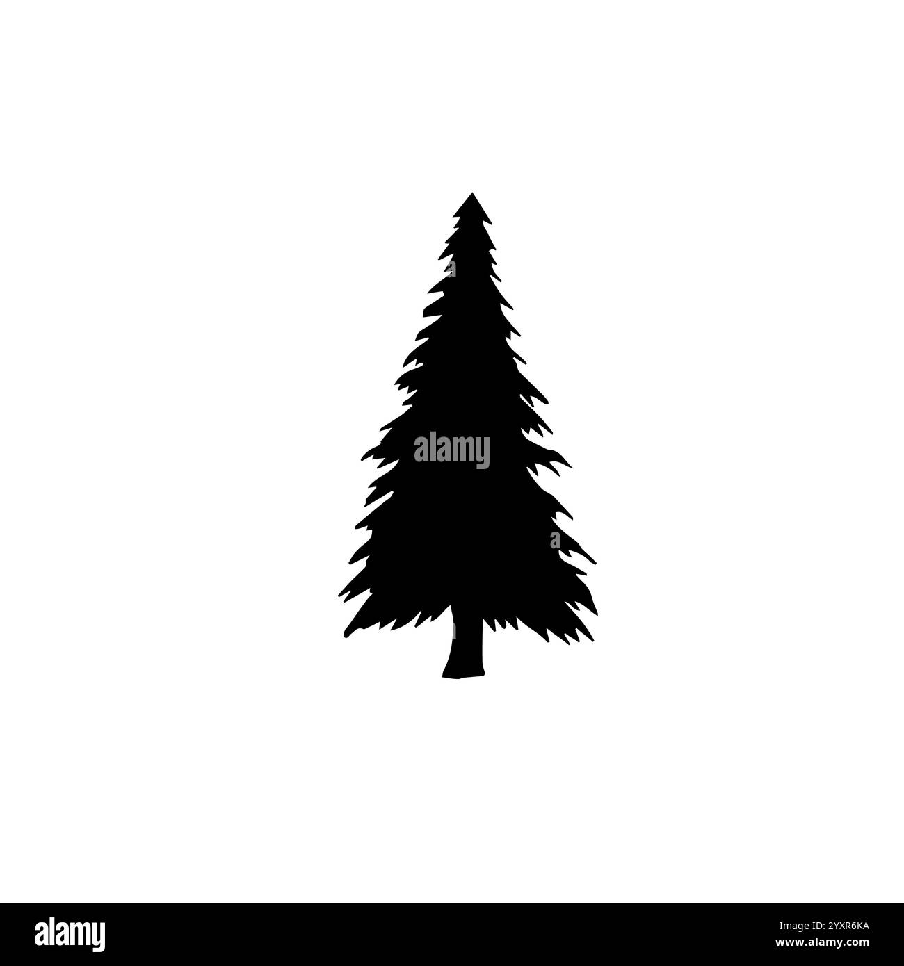 Vector hand drawn doodle sketch spruce tree silhouette isolated on ...