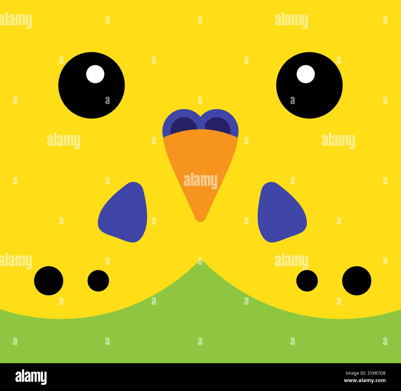 Vector flat cartoon yellow green budgie parrot face Stock Vector Image ...