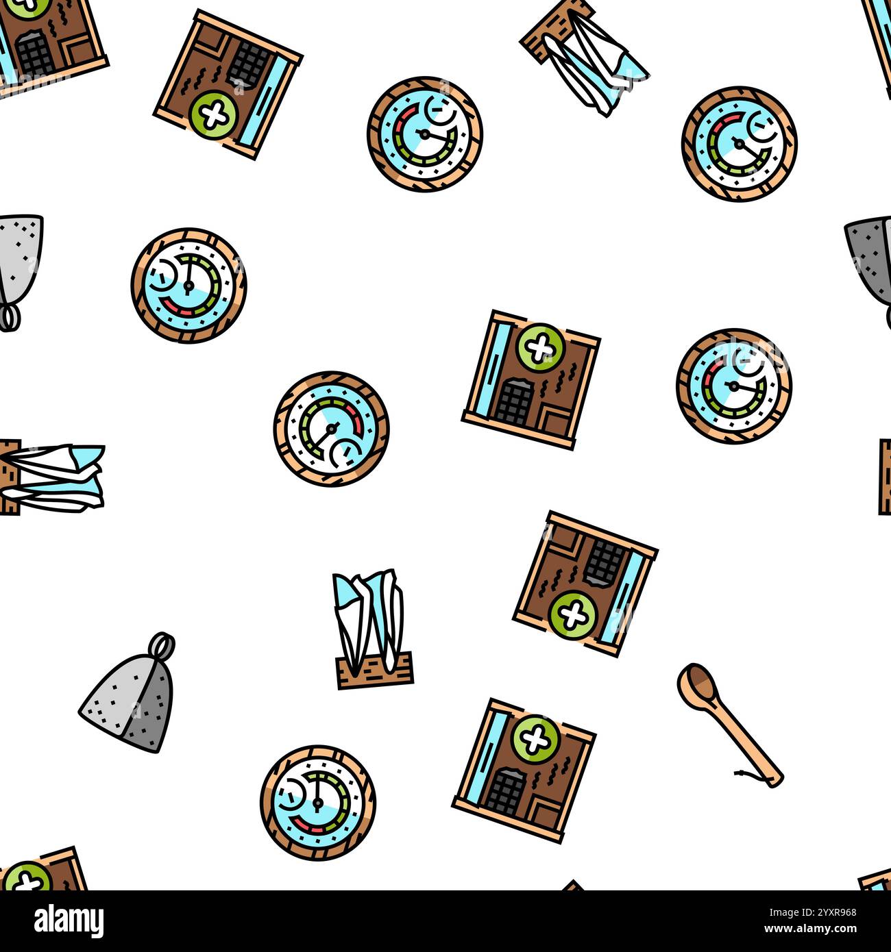 sauna bath spa relax steam room seamless pattern vector Stock Vector ...