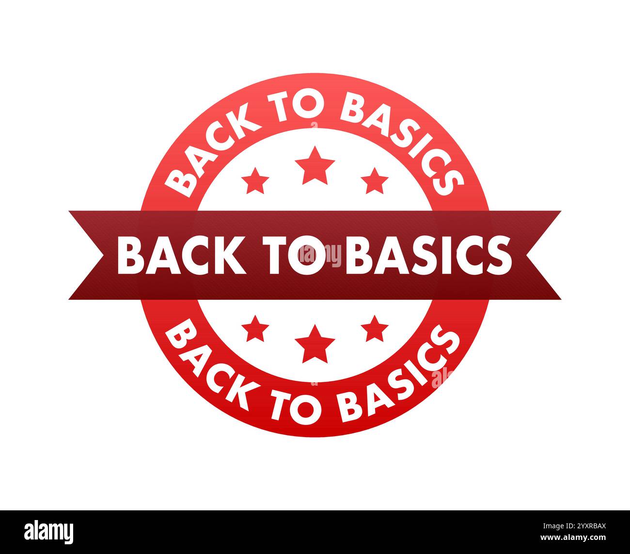 Back to basics red circular stamp with ribbon and stars Stock Vector ...