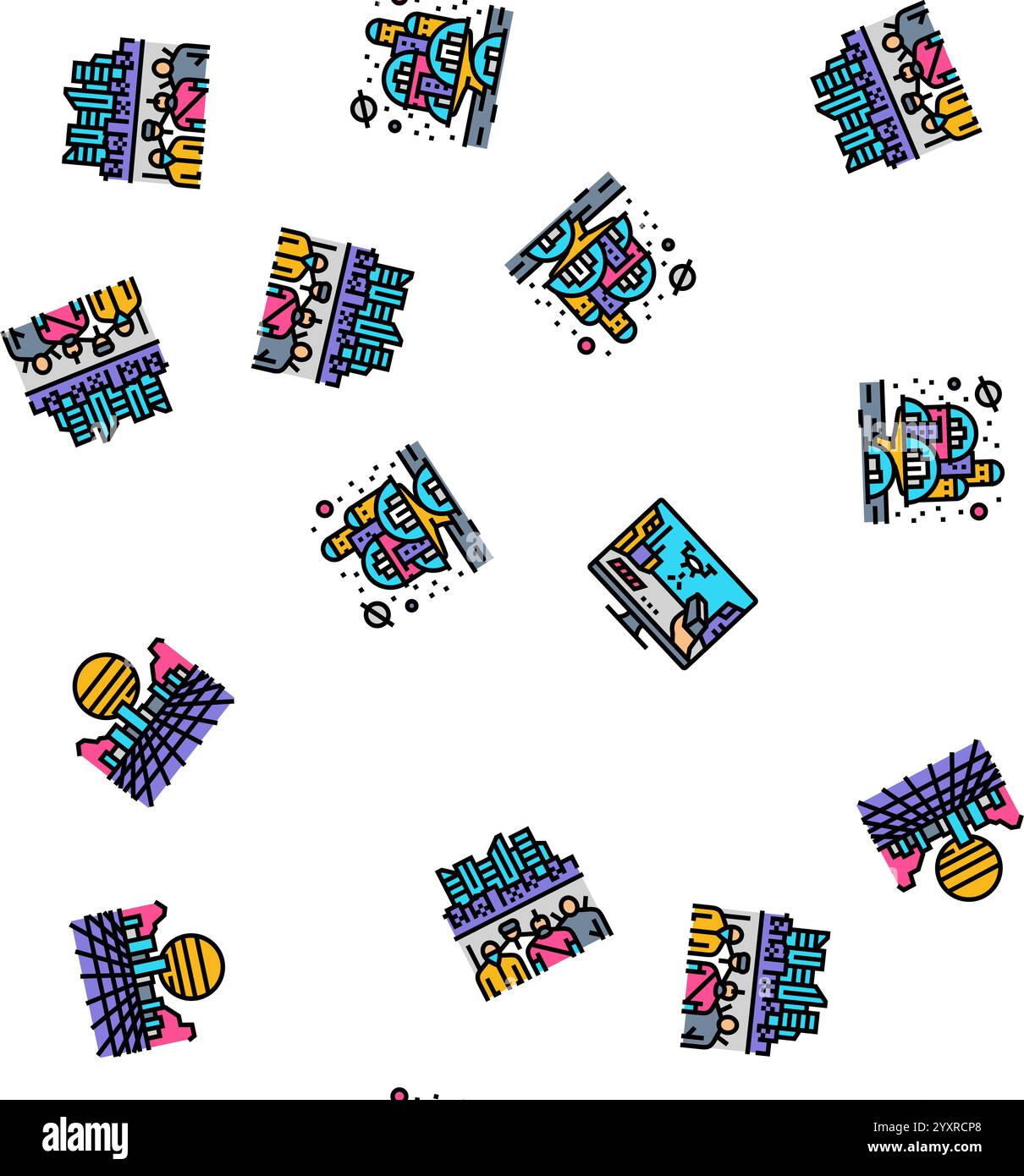 cyberpunk digital city future seamless pattern vector Stock Vector ...
