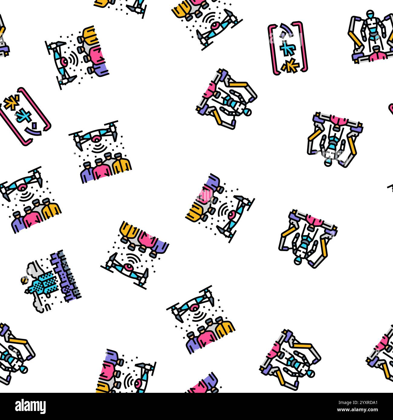 cyberpunk digital city future seamless pattern vector Stock Vector ...