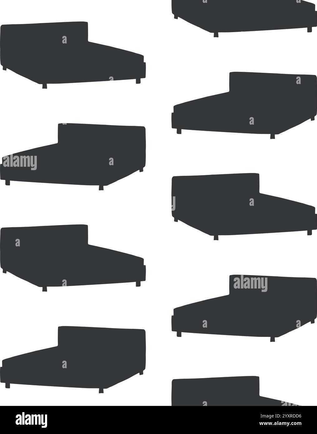 Vector seamless pattern of hand drawn bed silhouette isolated on white ...