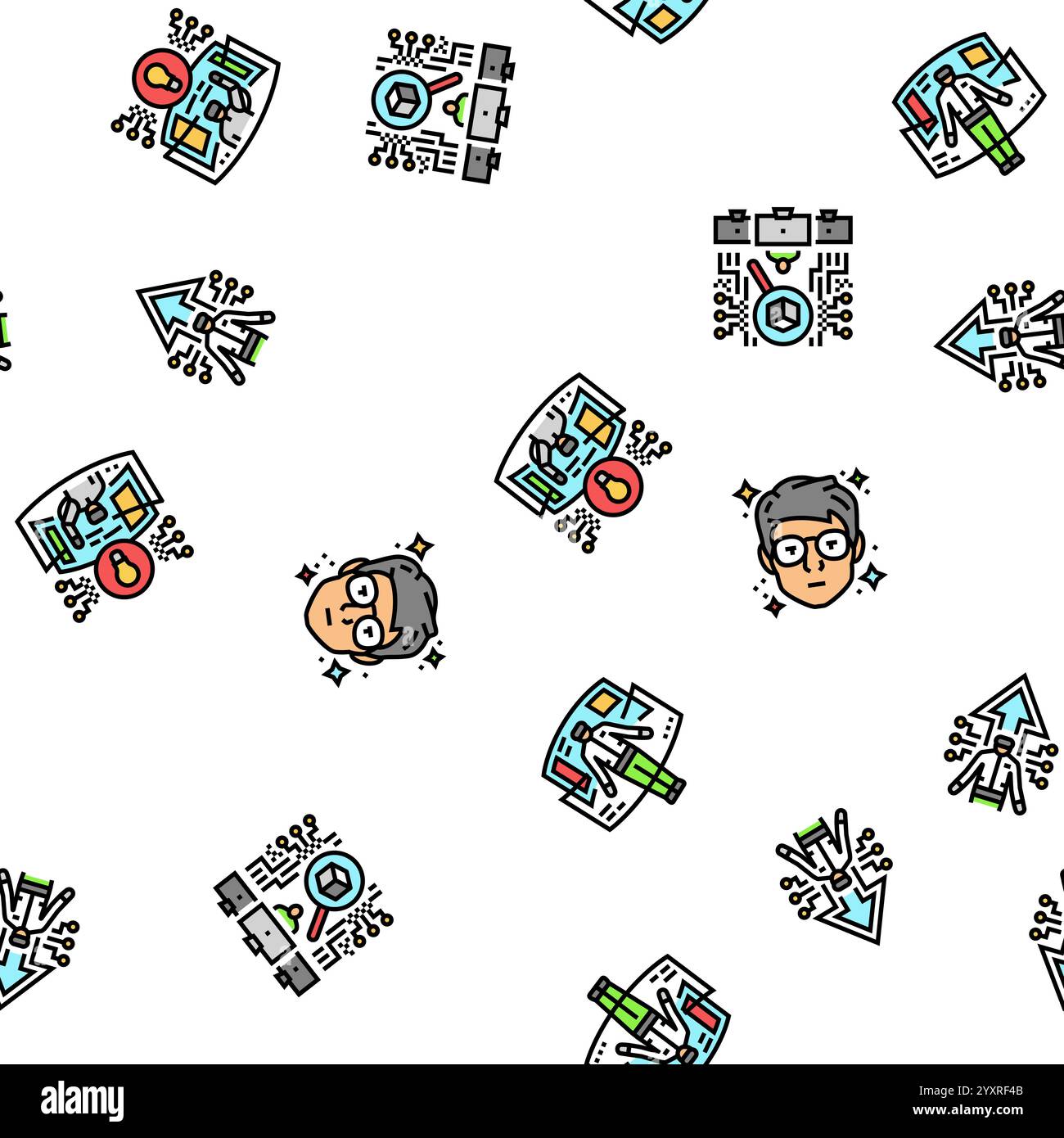 tech enthusiast geek nerd man seamless pattern vector Stock Vector ...