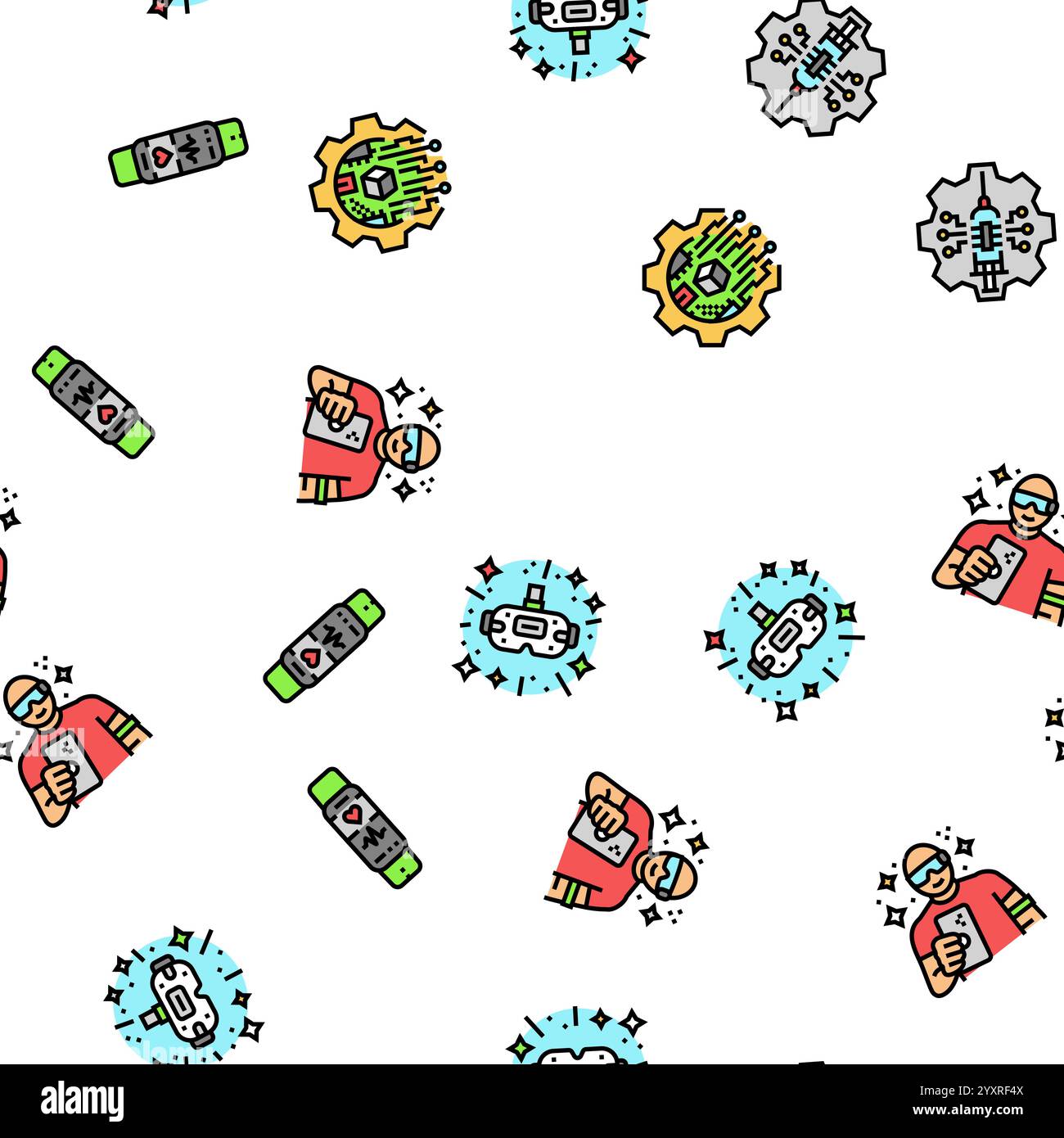 tech enthusiast geek nerd man seamless pattern vector Stock Vector ...