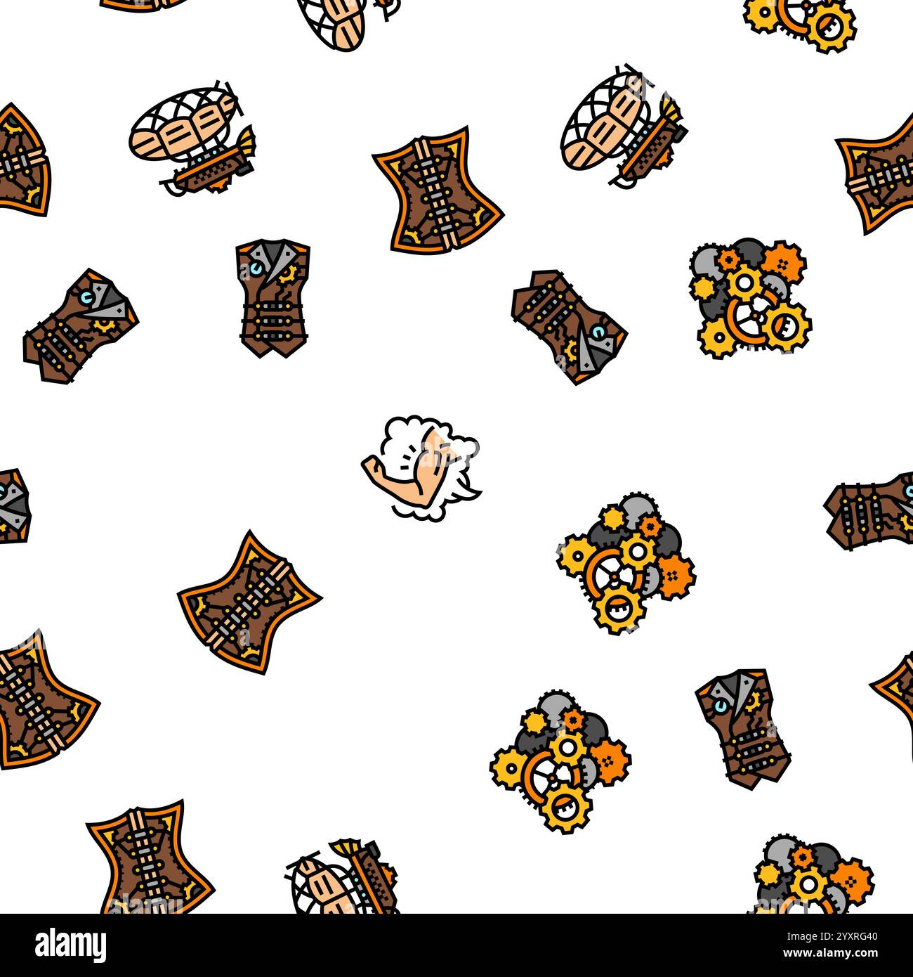 steampunk vintage metal steam seamless pattern vector Stock Vector ...