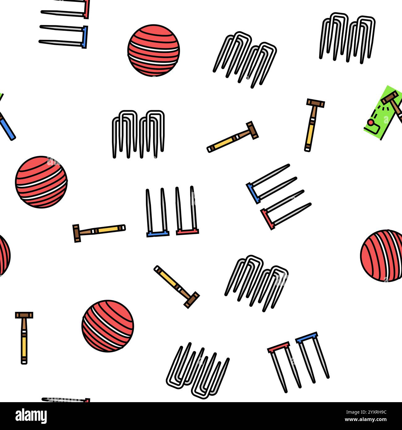 croquet mallet game ball seamless pattern vector Stock Vector Image ...