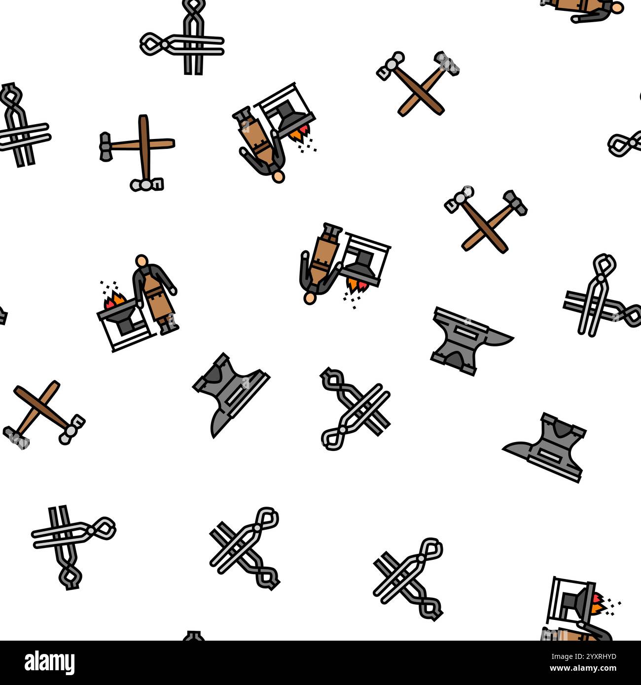 Smith man blacksmith medieval vector hammer sword Stock Vector Images - Alamy