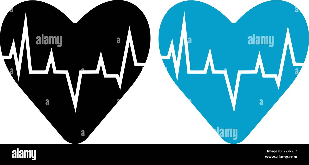 Illustration of a heart with a pulse, for use in medical graphic design ...