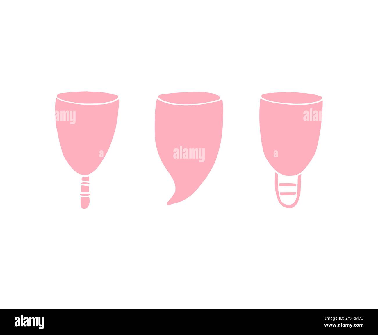 Vector set bundle of pink hand drawn doodle sketch menstrual cup ...