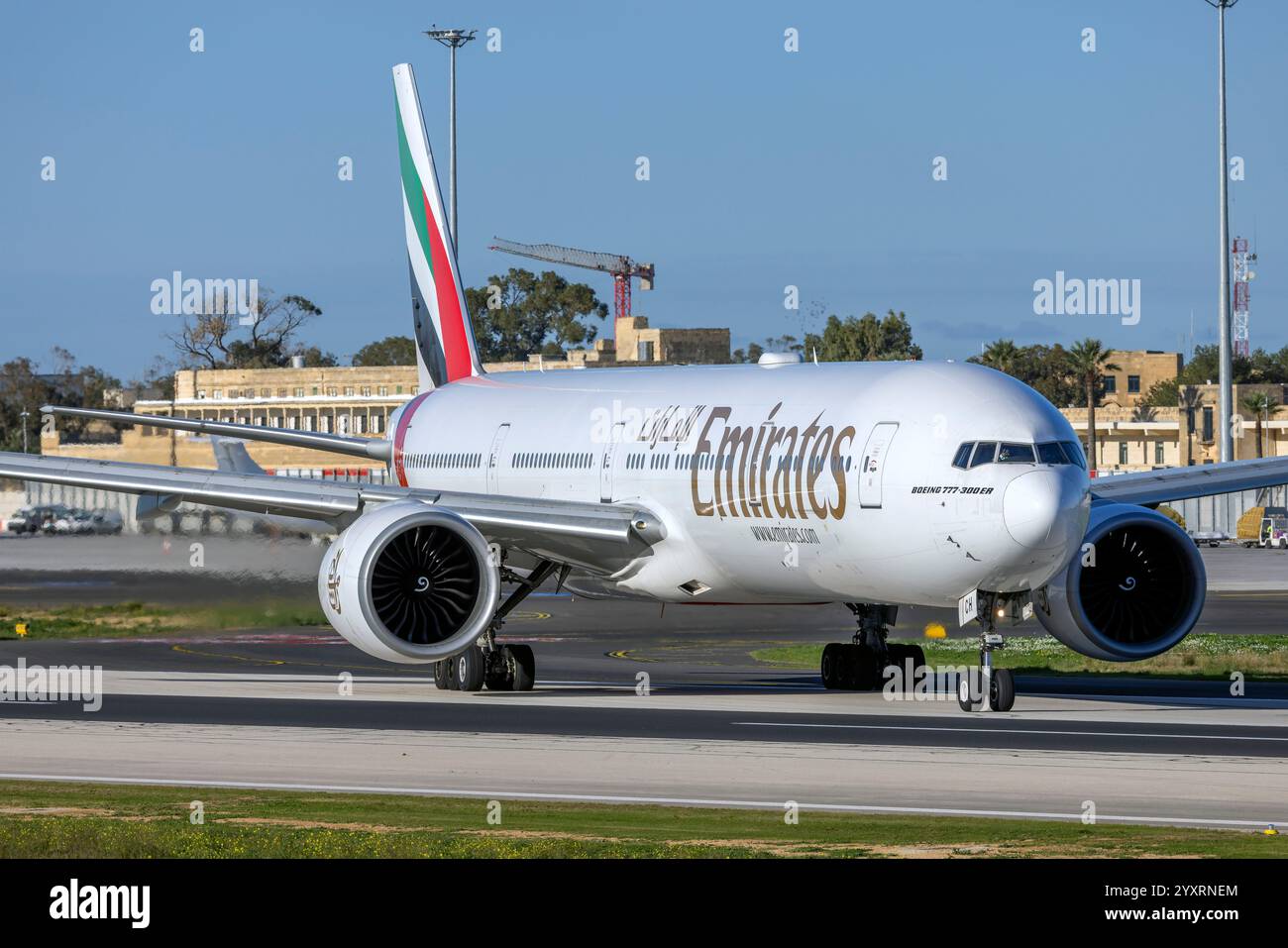 Emirates Boeing 777-31H-ER (REG: A6-ECH) departing to Larnaca, Cyprus ...